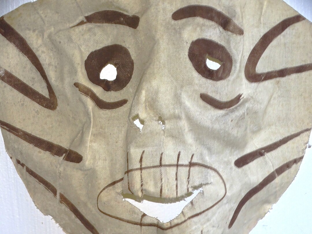 Antique Weird 1930s Stiff Linen Halloween SKULL Mask Oddity - Etsy