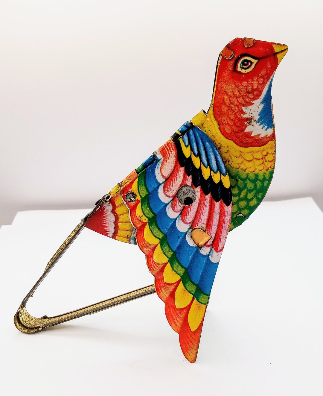 Vintage Mechanical Chirping, Flapping Wings Tin Litho Bird, 1960s ...