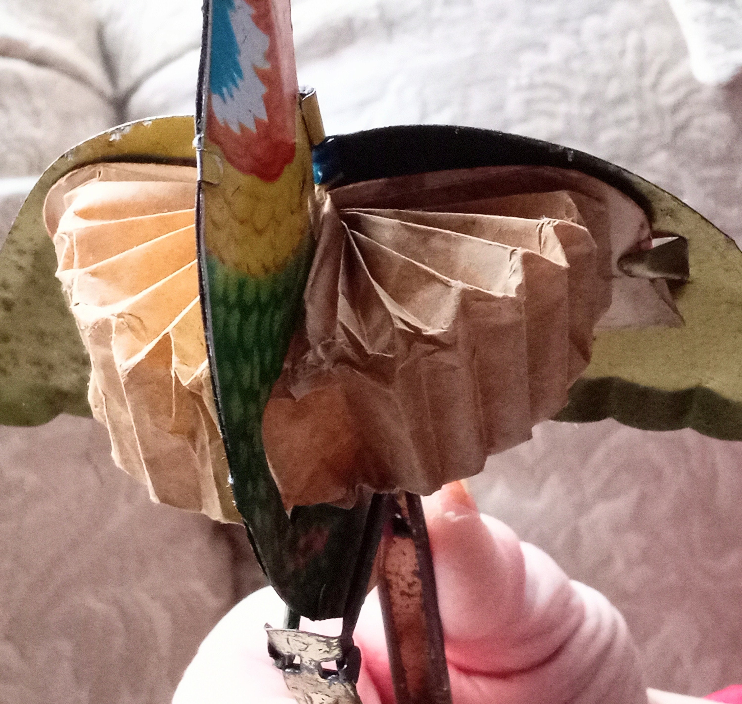 Vintage Mechanical Chirping, Flapping Wings Tin Litho Bird, 1960s ...