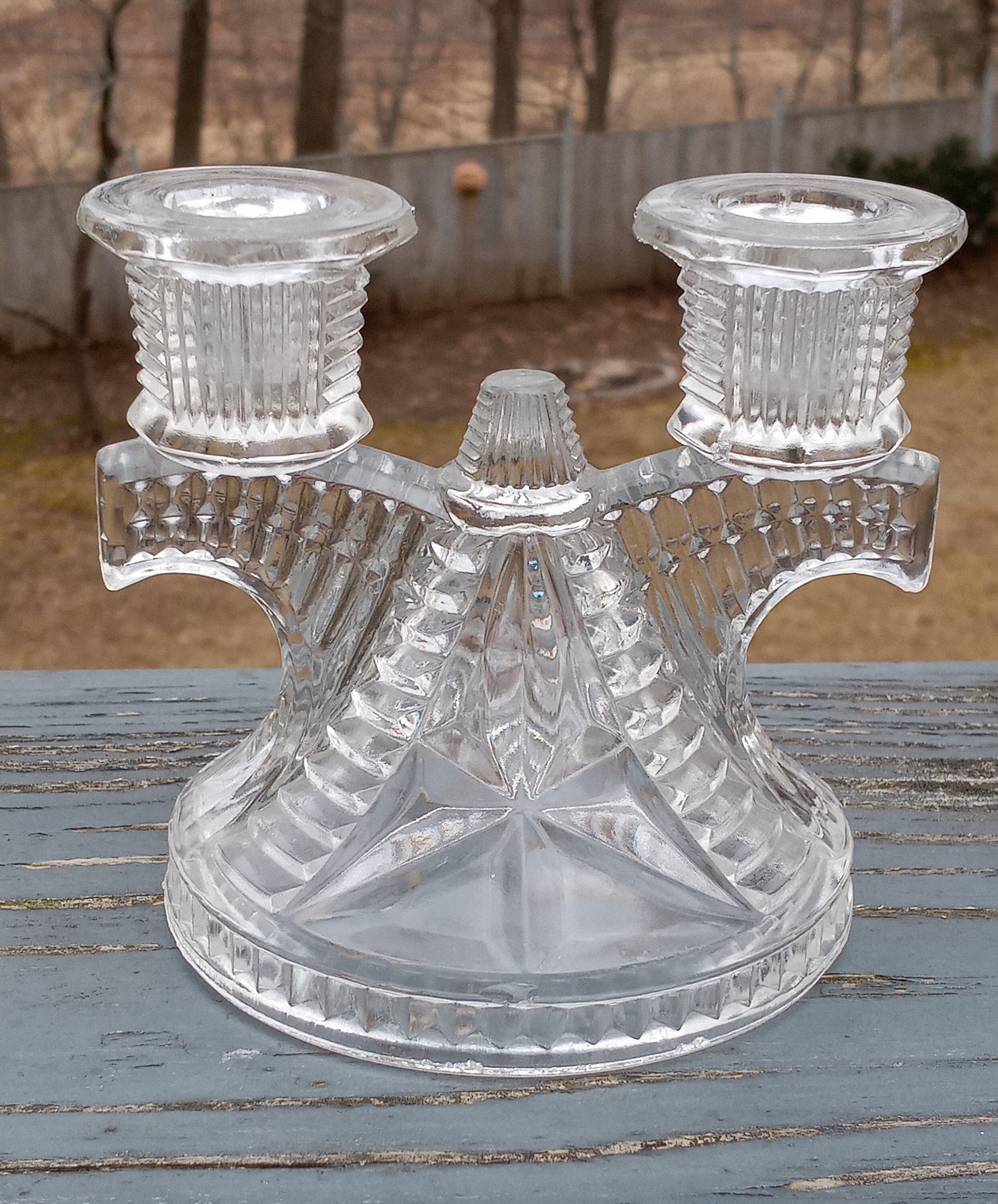 1930s Antique Art Deco Wigwam Double Light Clear Federal Glass ...