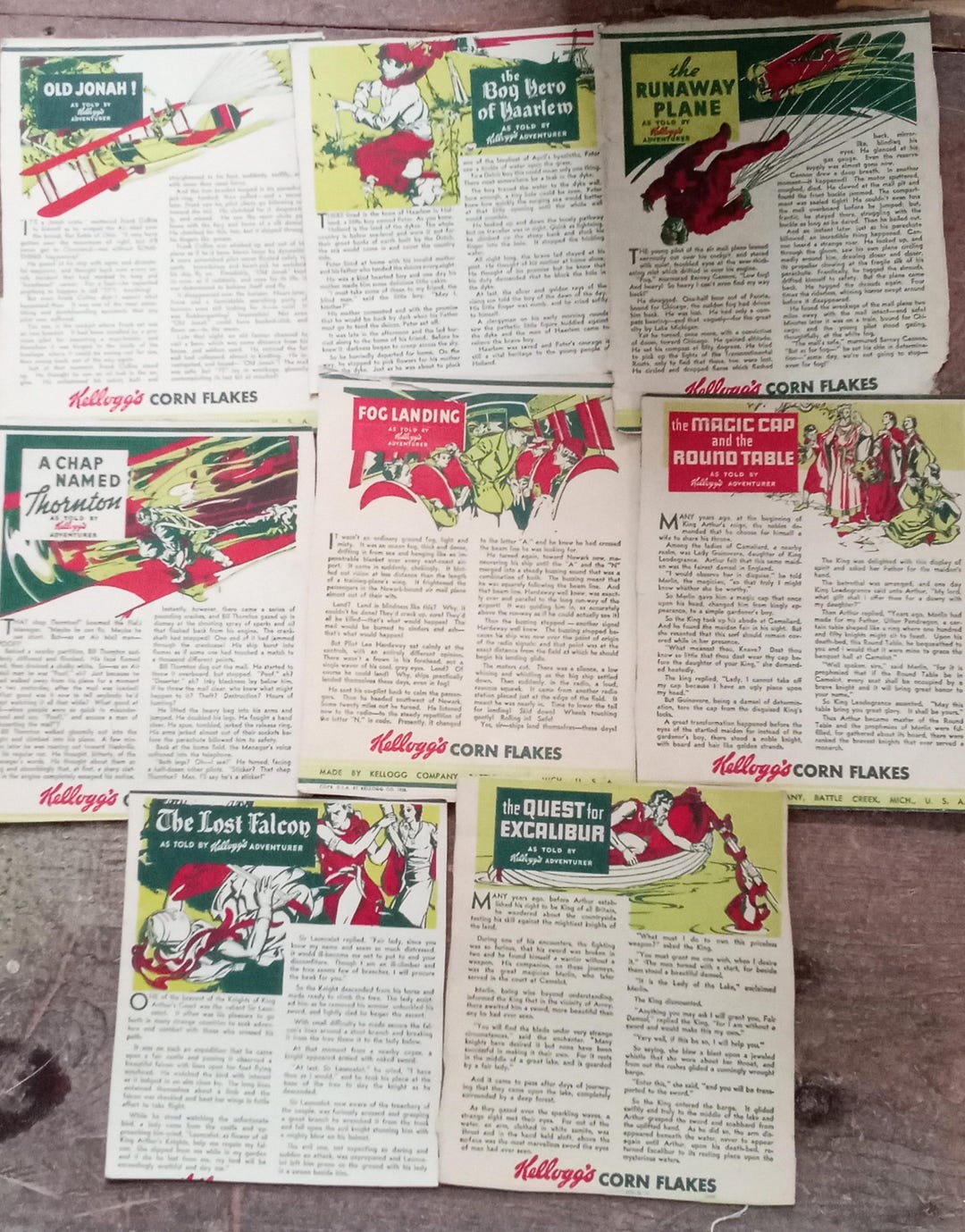 8 Rare Antique Kellogs Cereal Box Adventure Stories, 1930s Boys Cut Out ...