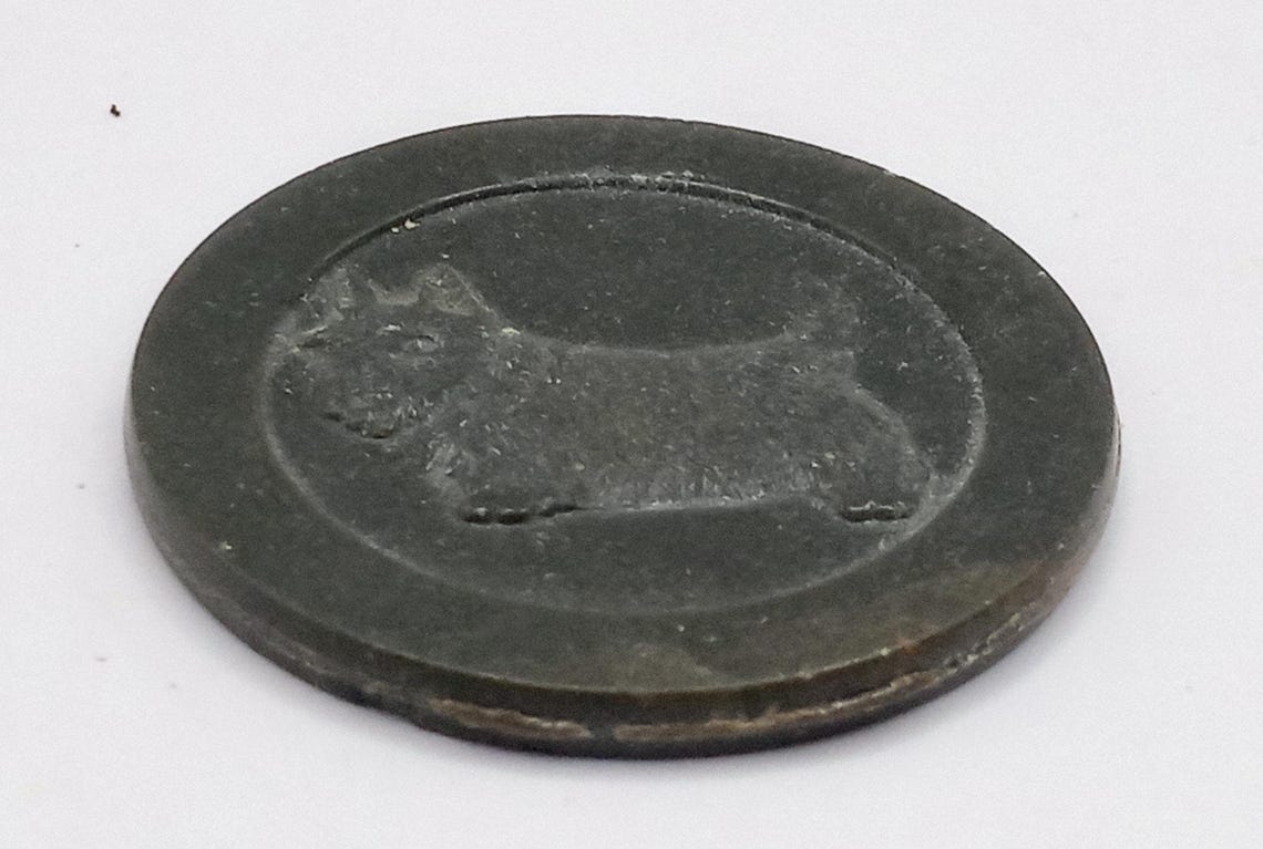 Antique Early 1920s Clay Scottie Dog Poker Chip - Etsy