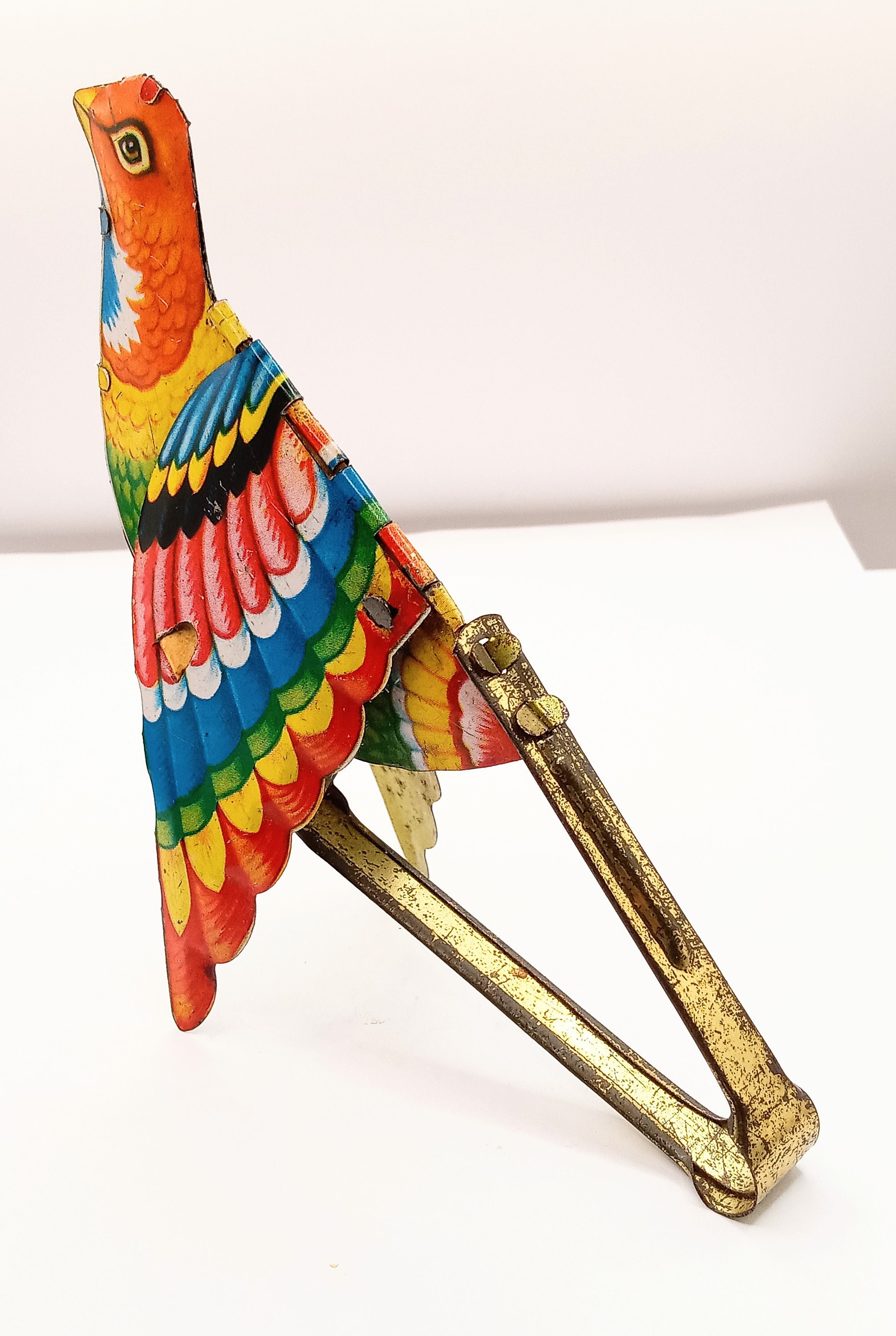 Vintage Mechanical Chirping, Flapping Wings Tin Litho Bird, 1960s ...