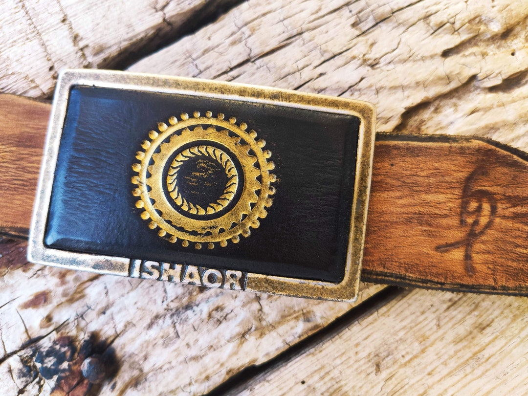 Ishaor Rectangle Buckle With Dark Brown Leather Motorcycle Gear Stamp ...