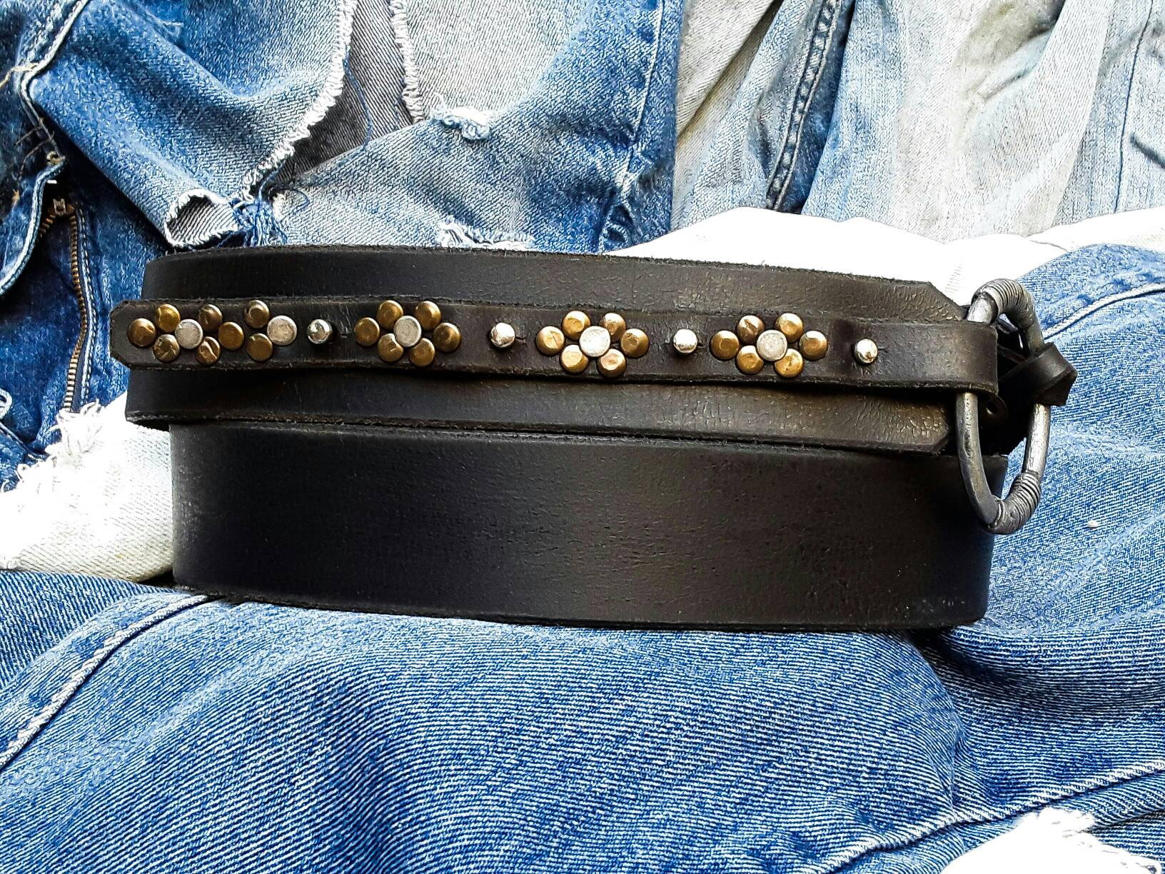 Rustic Style Men's Belt Unique Leather Men's Black - Etsy