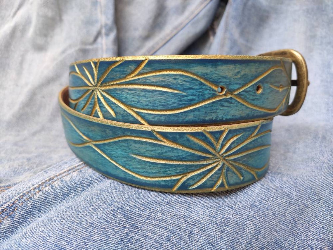 Women's Leather Rose Belt Belt Leather Women's Belt | Etsy