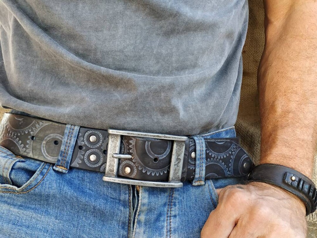 Brown Leather Belt, Mens Belt,bikers Belt, Gear Belt, Boyfriend Gift ...