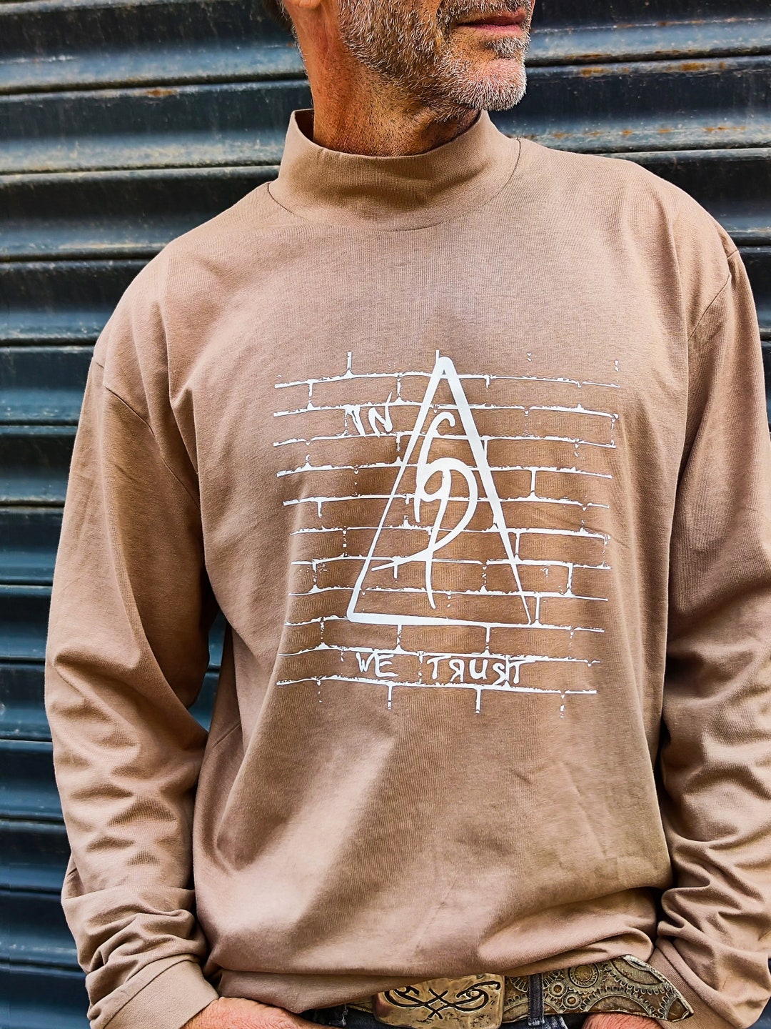 Light Brown Long Sleeve Tee - Original Print by ISHAOR 100% Cotton ...