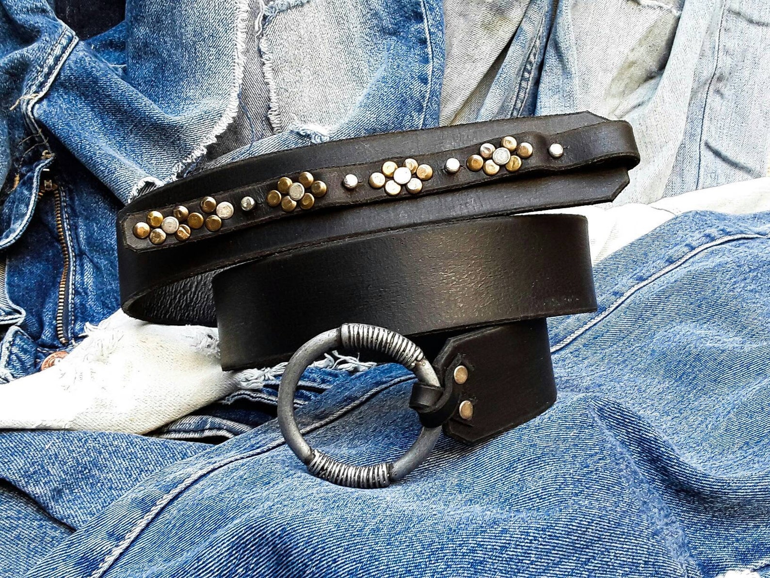 Rustic Style Men's Belt Unique Leather Men's Black - Etsy