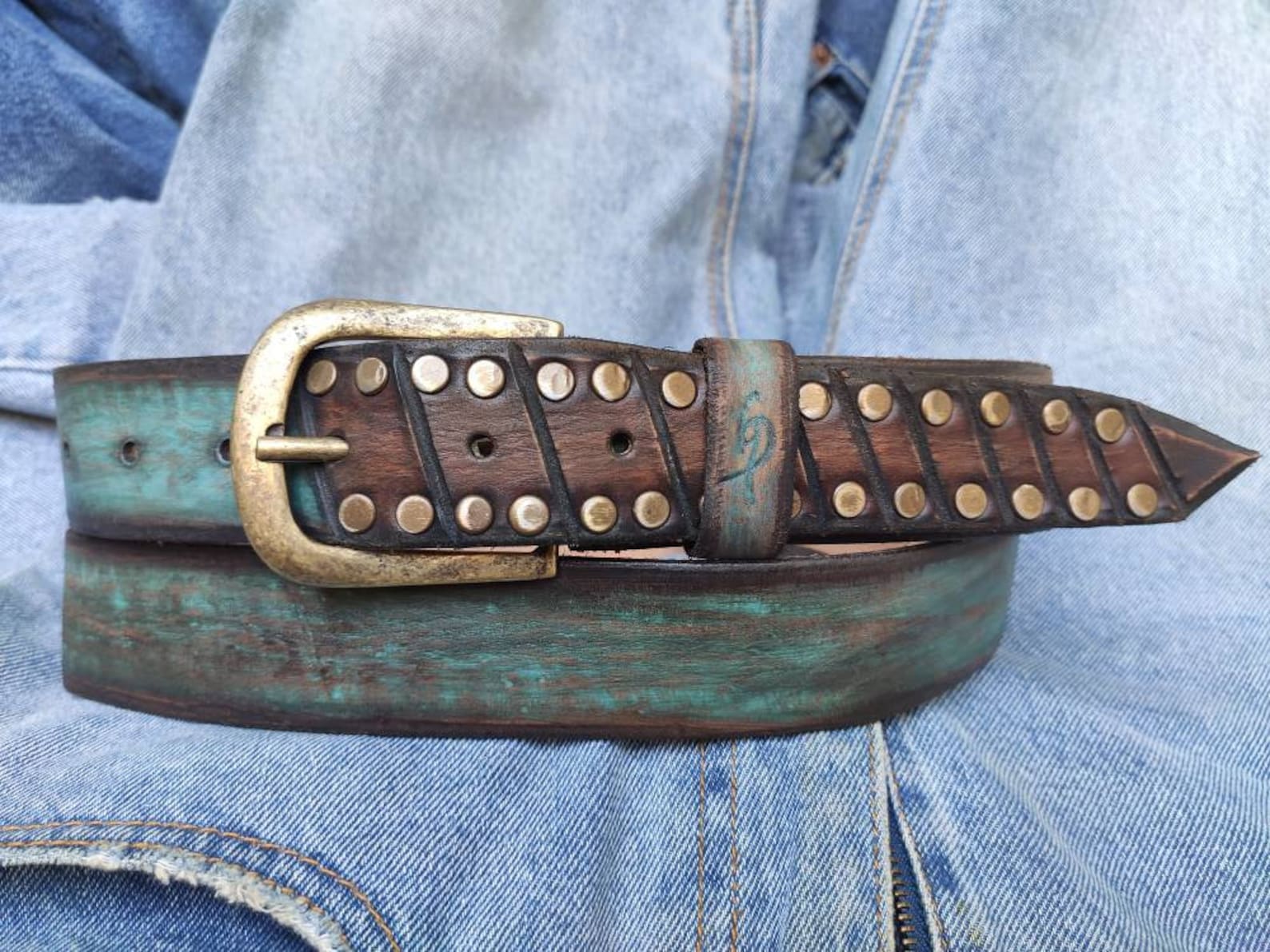 Custom Leather Belts, Men's Belt, Unique Leather, Men's Turquoise ...