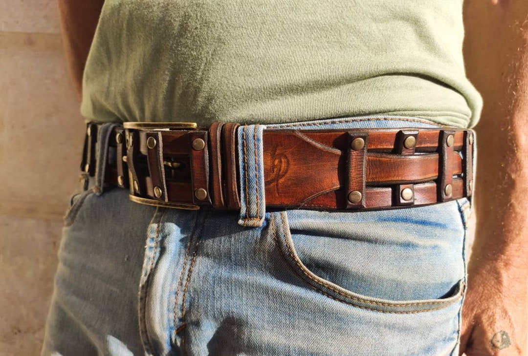Handcrafted Brown Leather Belt – Vintage Style Designer Belt for Men - Etsy