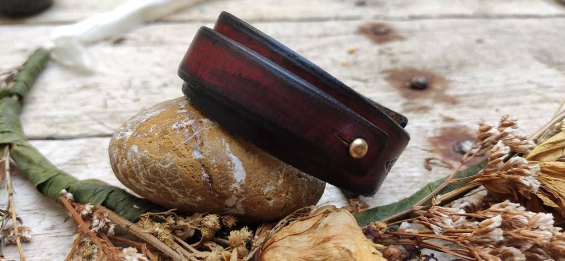 Red Leather Wrapcustom Men's Braceletred Leather - Etsy