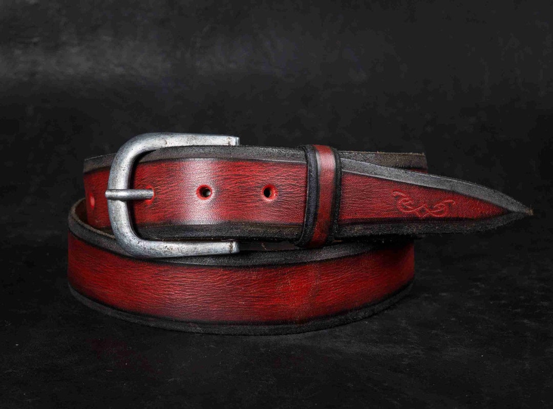 Red Belt, Men's Belt, Accessories for Father, Unisex Belt, Quality ...