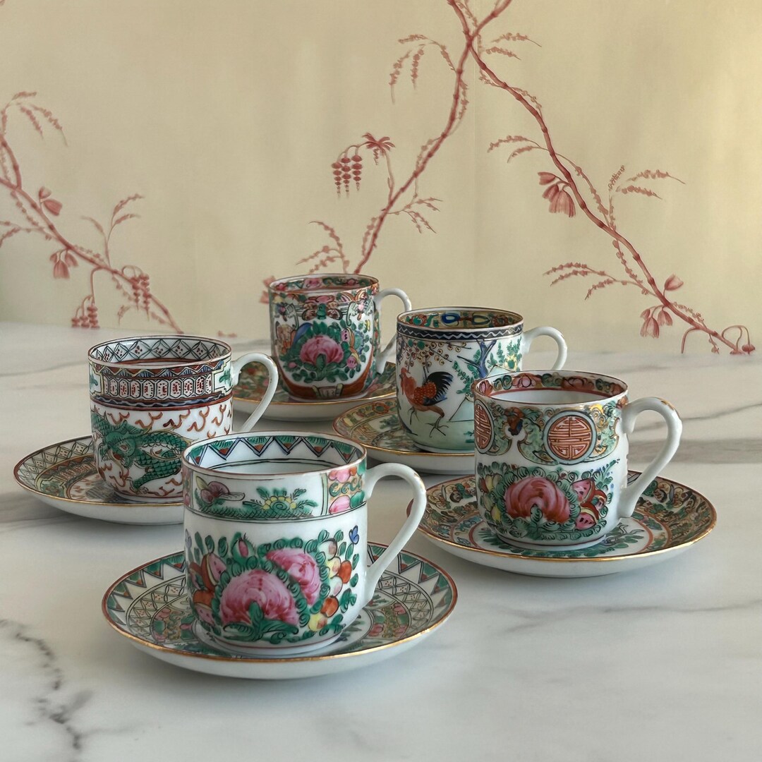 Chinese Bone China 4 X Coffee Cup and Saucer - Etsy