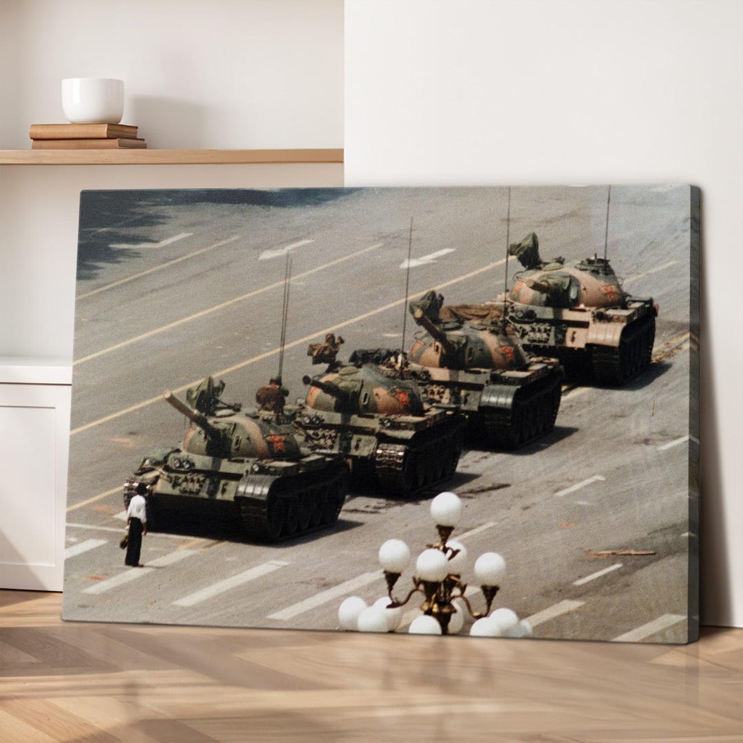 The Tank Man Canvas Wall Art - Tiananmen Square Art Print - Unique Gift ...