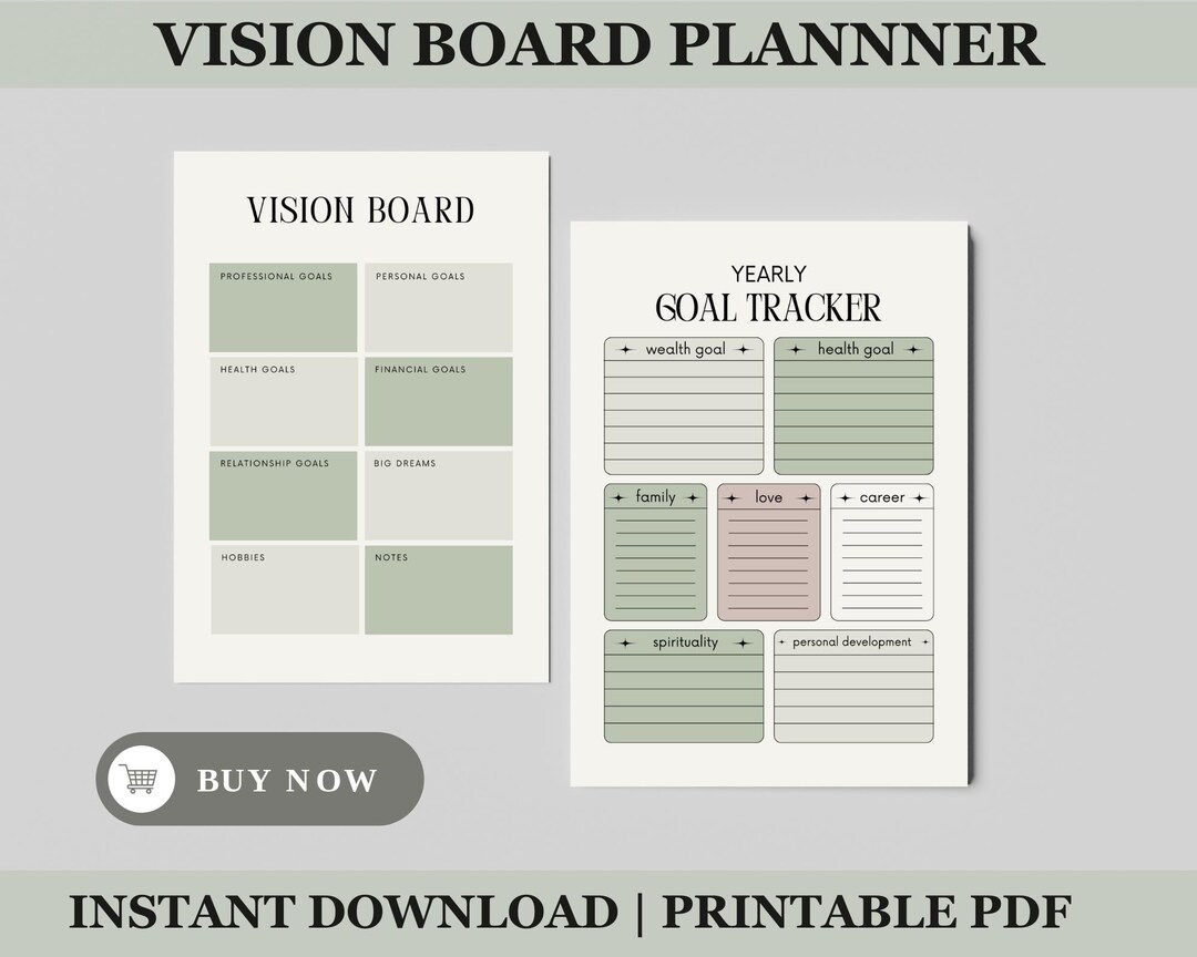 Vision Board Planner, Goal Planner, Inspiration Board, Habit Tracker ...