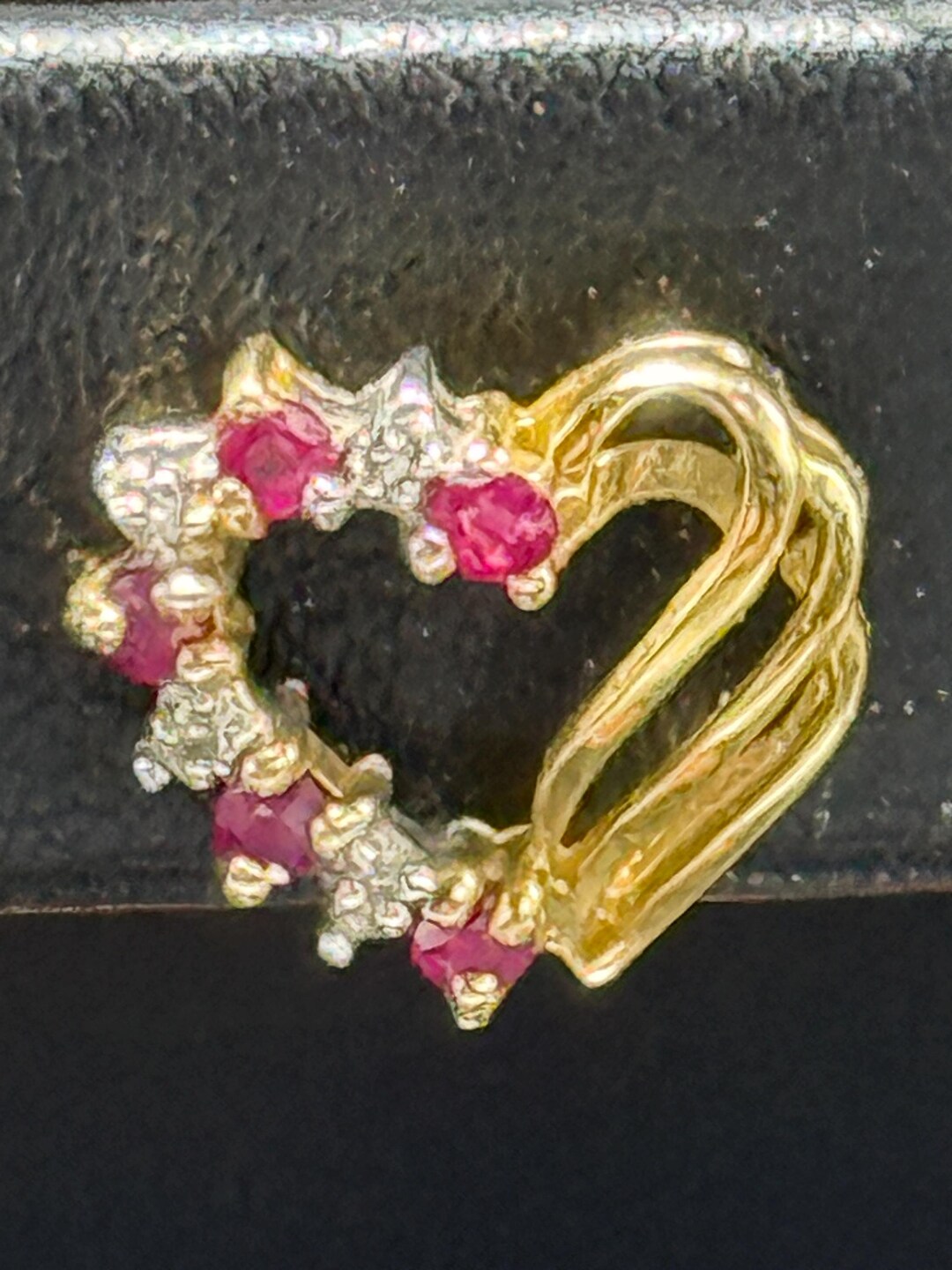 Vintage 14K Ruby and Diamond Heart Earrings - Etsy