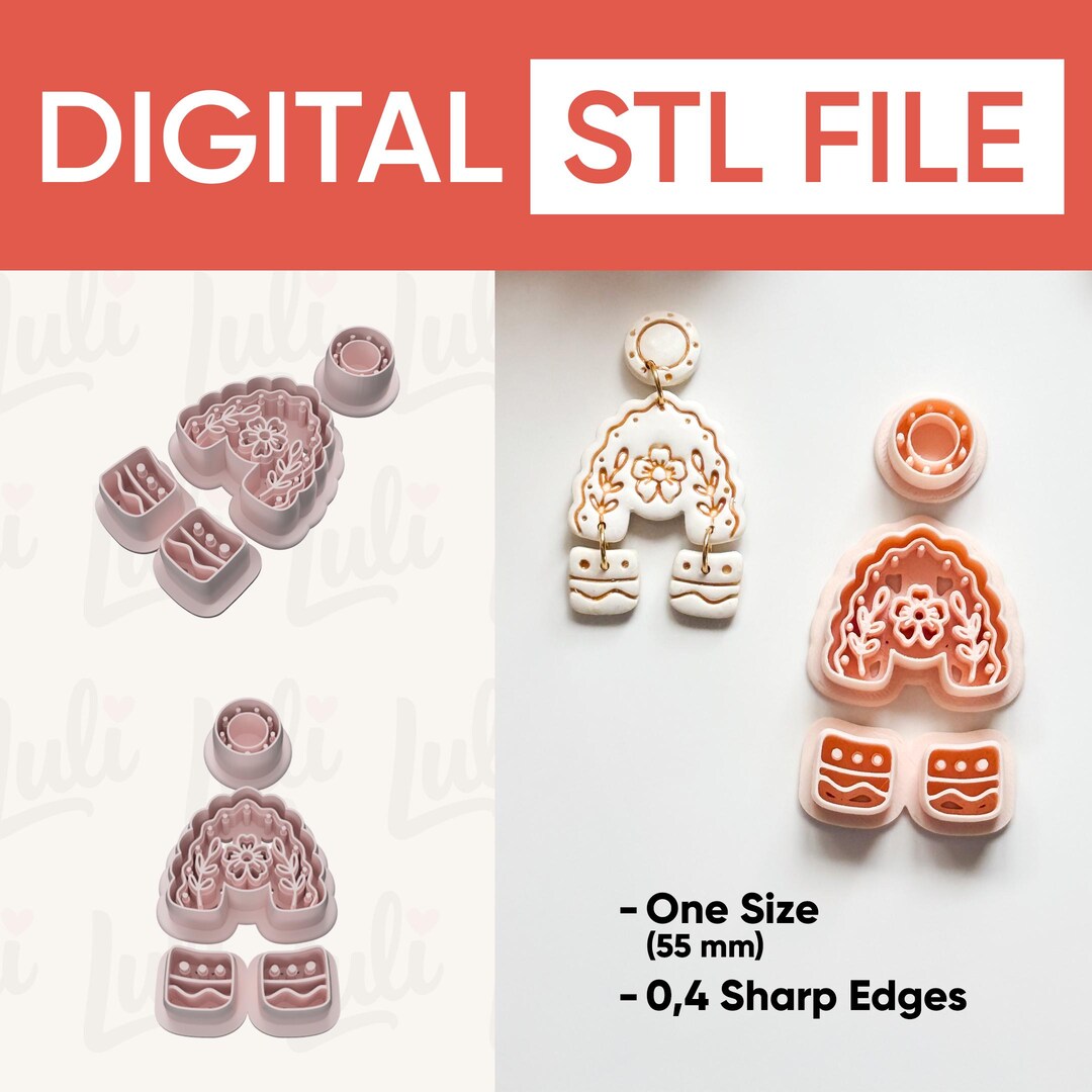 Folk Floral Arch Clay Cutter (STL Digital File) - Etsy