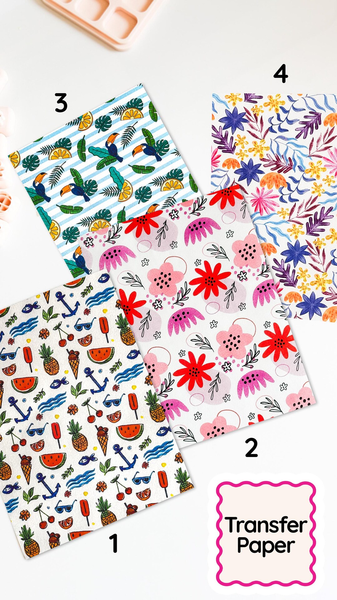 Tropical Polymer Clay Transfer Paper: Pattern Sheet (9x14cm) - Etsy