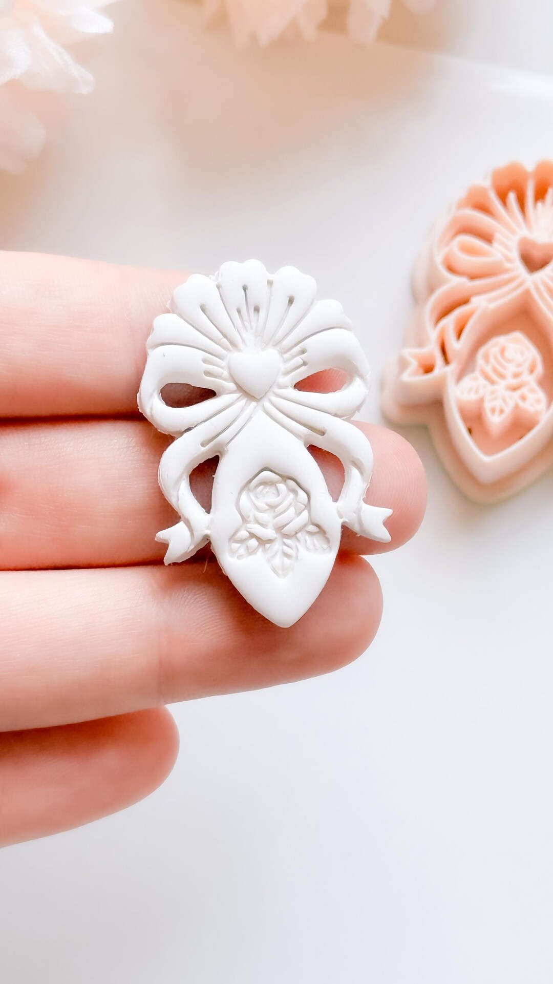 Heartbow Rose Cutter: Bow and Rose Heart Shape for Polymer Clay - Etsy