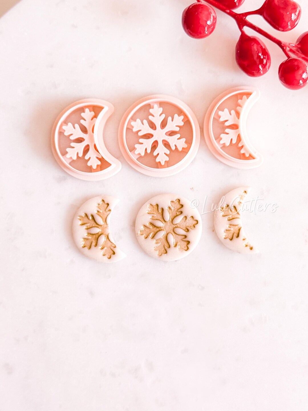 Crescent & Full Moon Snowflake Cutter – Winter Polymer Clay Tools for ...