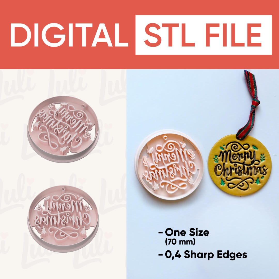 Merry Christmas Ornament Clay Cutter (STL Digital File) - Etsy