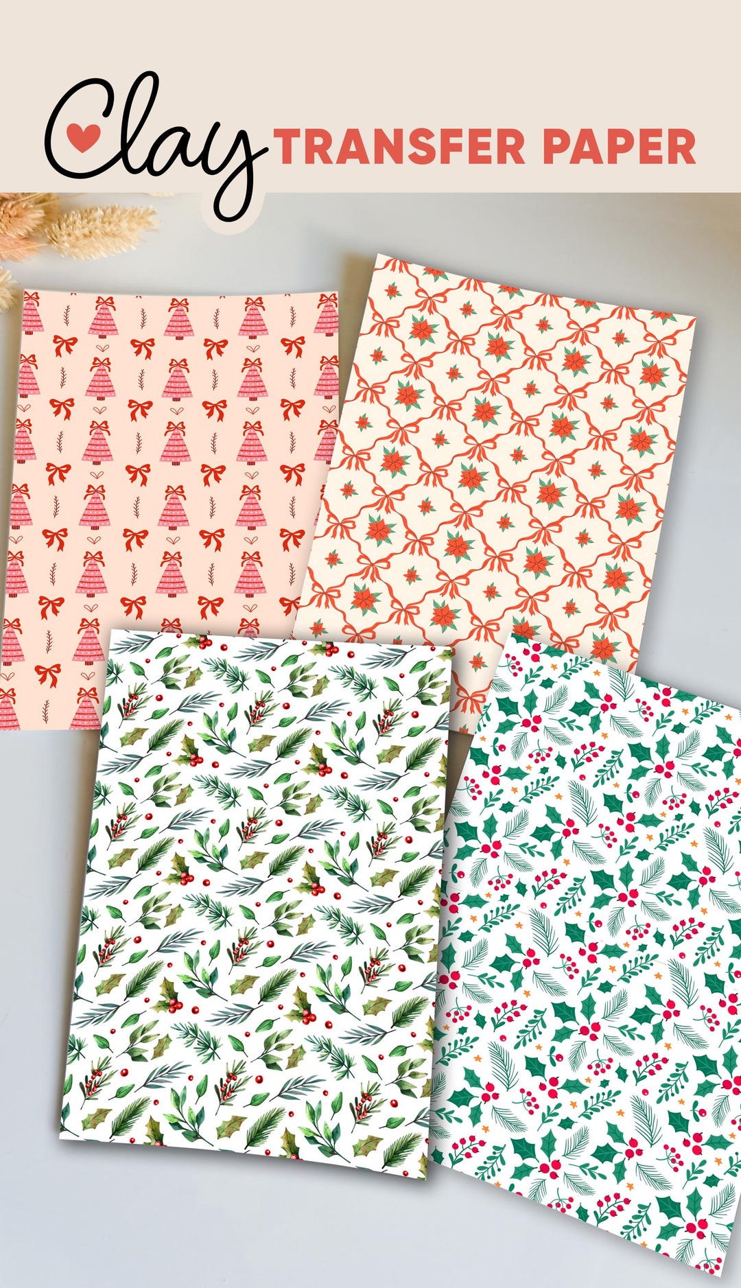 Christmas Winter Patterns Transfer Papers – Festive Polymer Clay ...