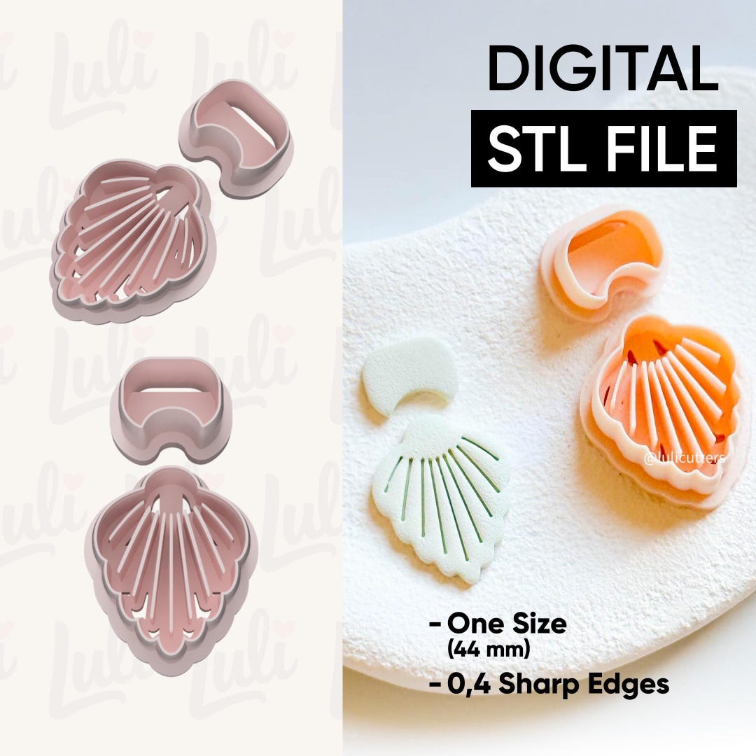 Scallop Shell Earring Clay Cutter Set: 3D Print STL File (45mm - Etsy
