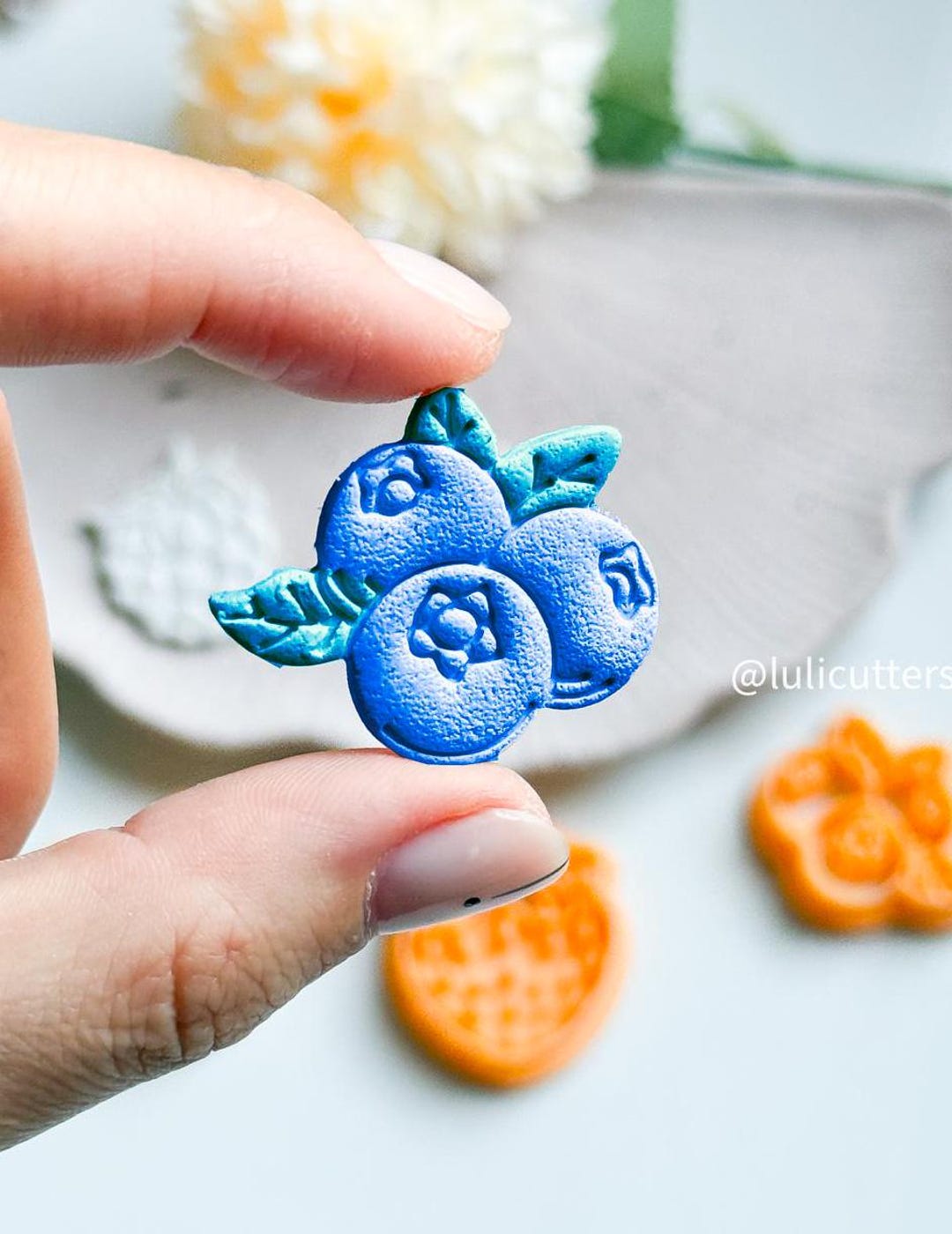 Blueberry Polymer Clay Cutter: Fruit & Leaf Imprint - Etsy