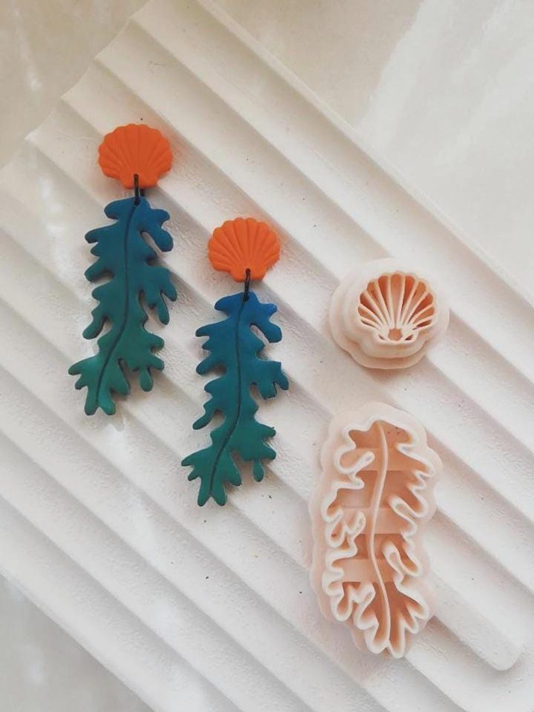 Seaweed & Shell Polymer Clay Cutter Set Ocean Dangle Earring Cutters ...