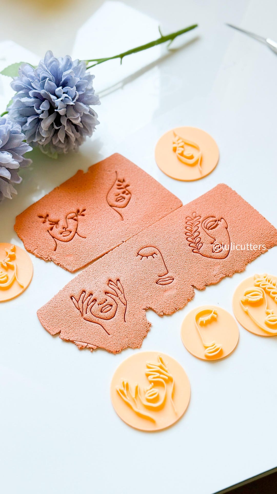 Line Art Woman Face Stamp Set: Minimalist Polymer Clay Cutters - Etsy