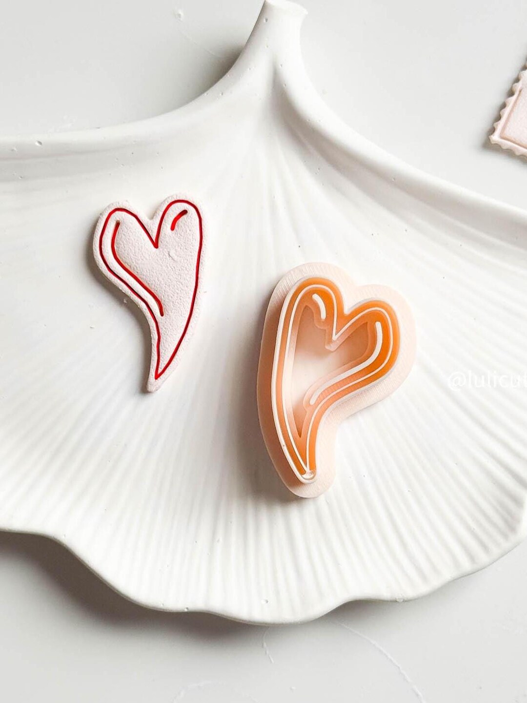 Sketchy Heart Cutter Wavy Hand-drawn Polymer Clay Cutter With Imprint ...