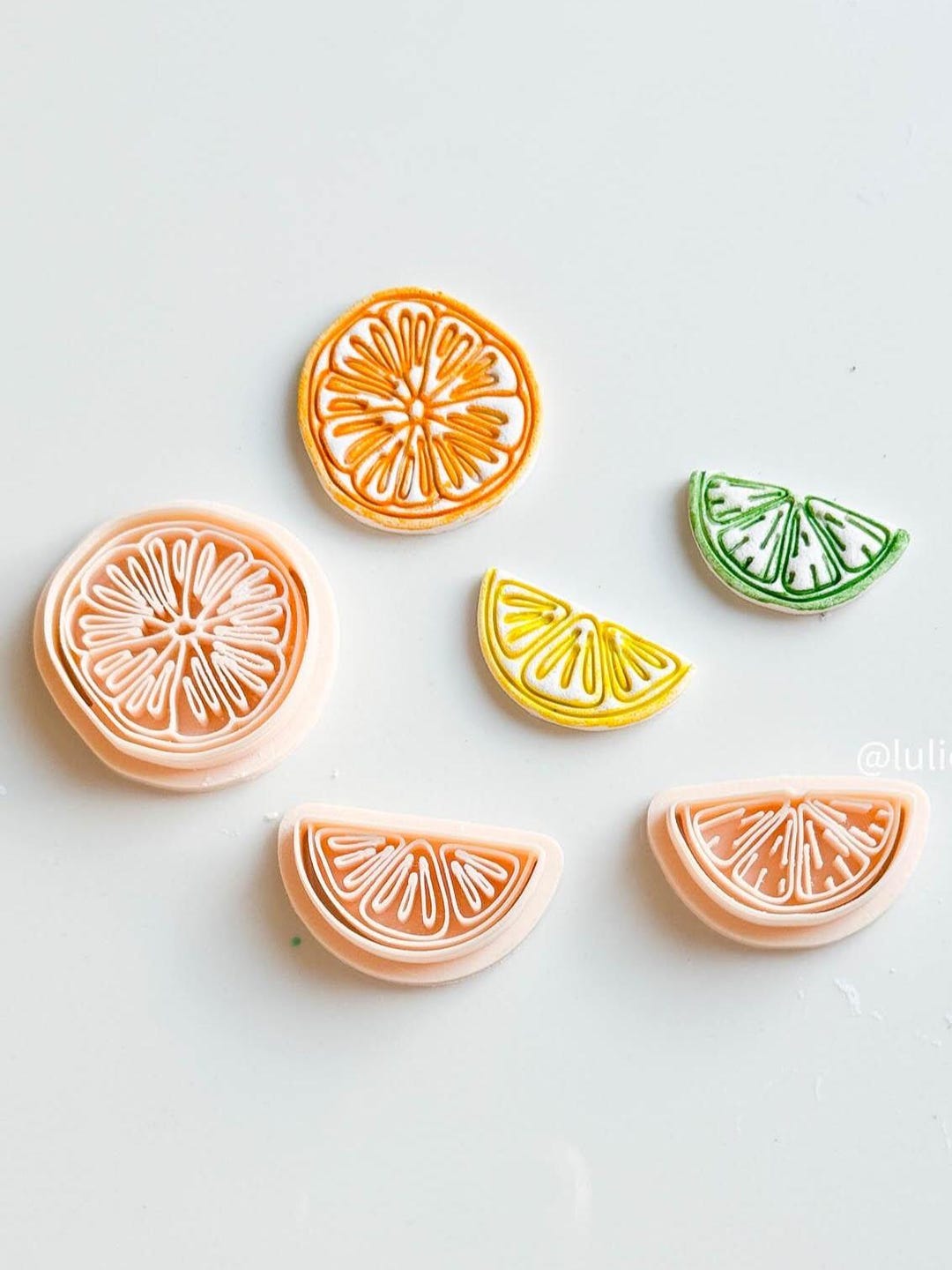 Citrus Slice Clay Cutter Set: Realistic Orange, Lemon, Lime (2545 Mm ...