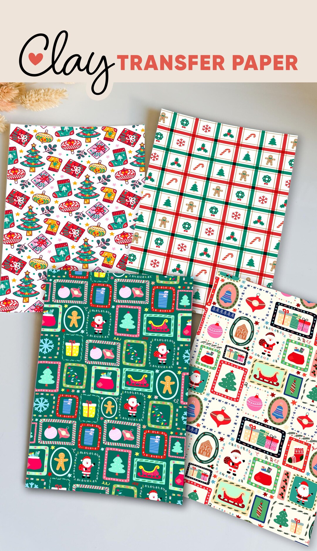 Christmas - Winter Transfer Papers – Festive Polymer Clay Surface ...
