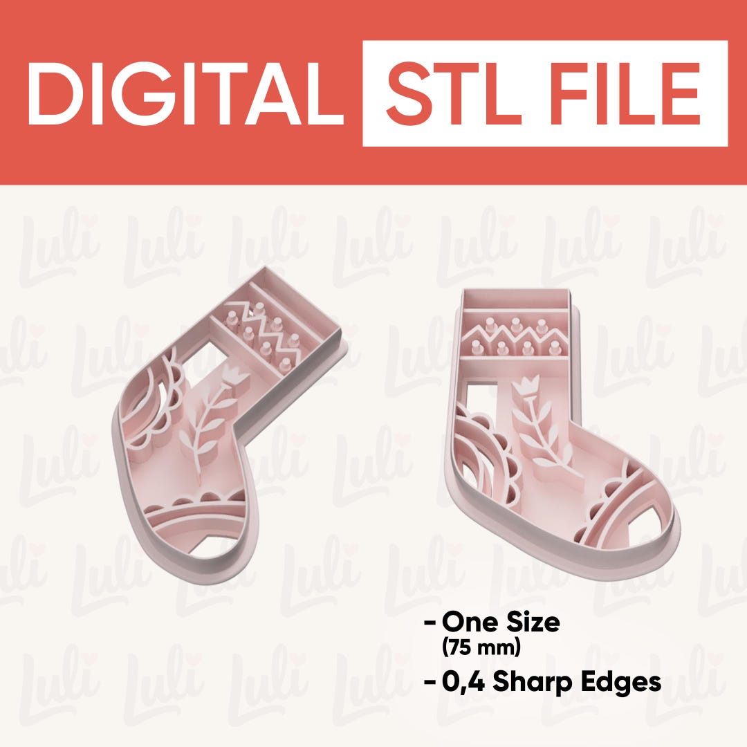 Nordic Stocking Christmas Ornament Clay Cutter 75 Mm (STL Digital File ...