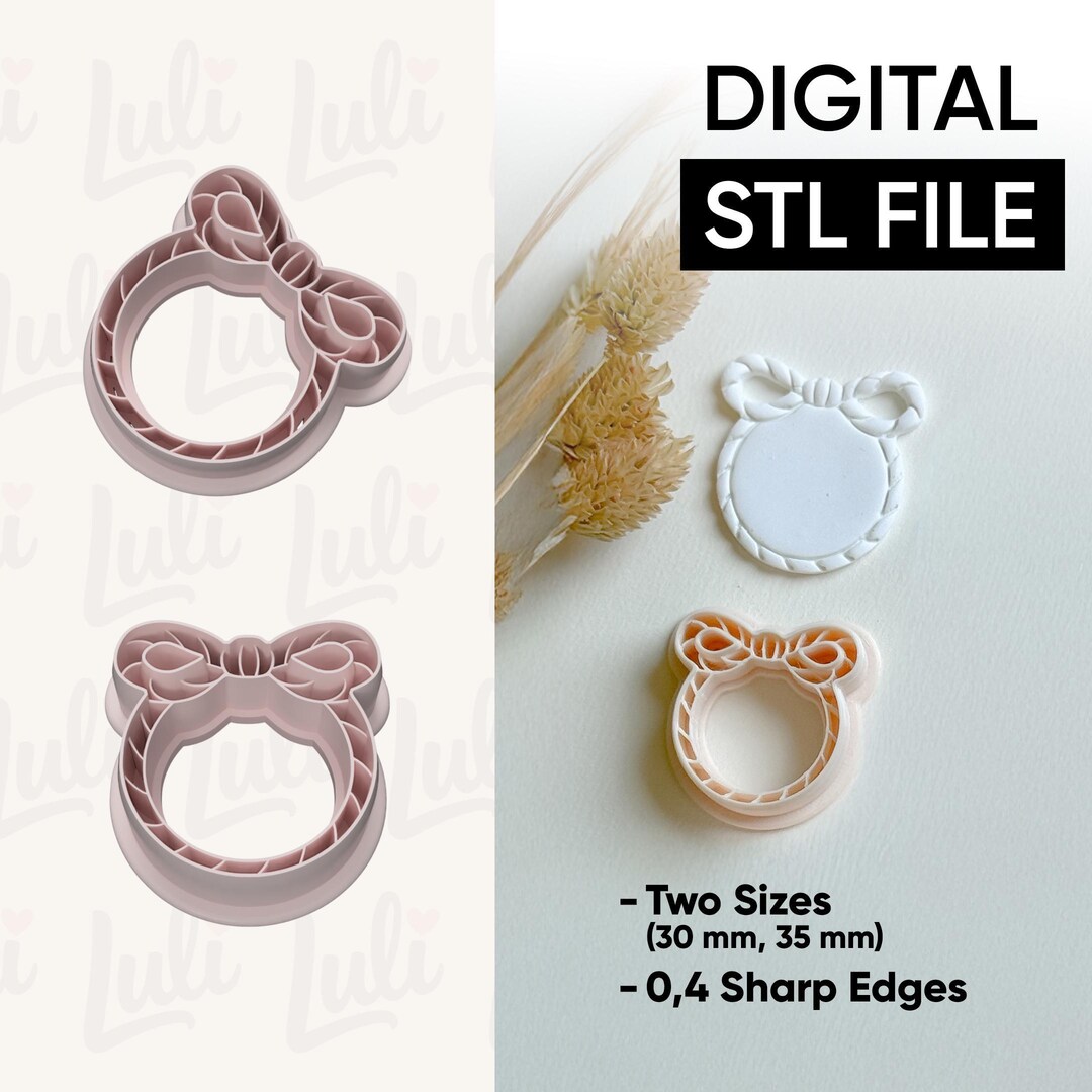 Lasso Bow Tag Frame Cutter STL File: 3D Print Earring Charms (digital ...