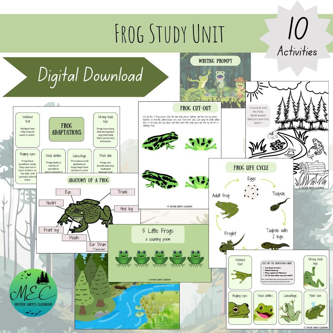 Frog Unit Study for Early Years Primary Grades Homeschool Activities ...