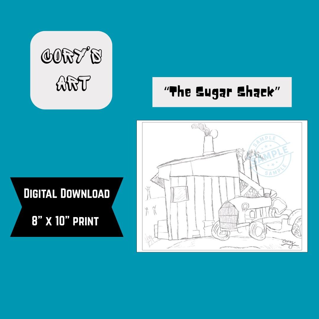 Sugar Shack Sketch Printable Art Maple Syrup Season at the Sugar Bush ...