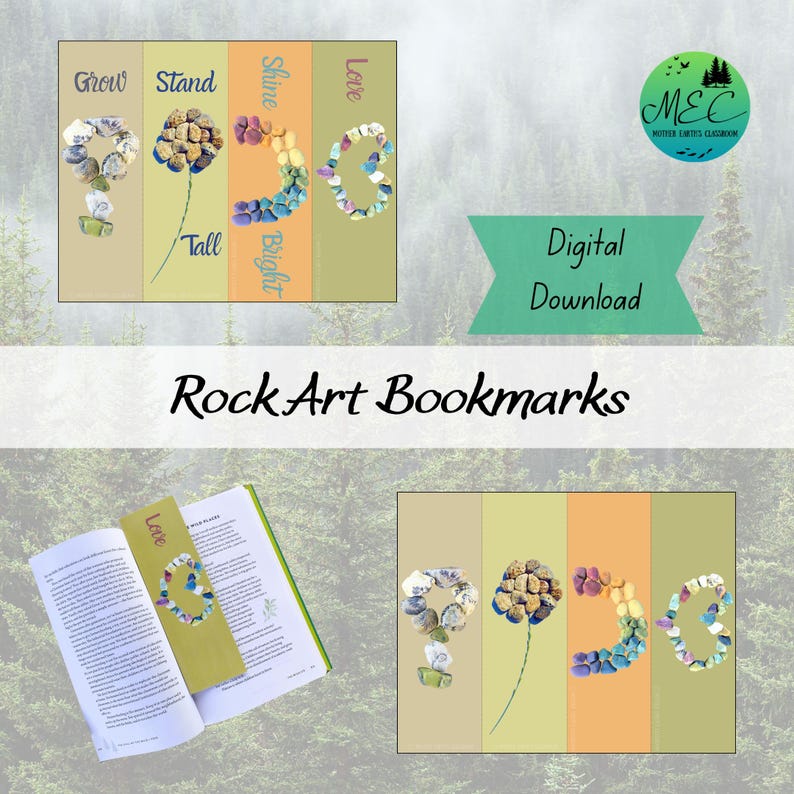 Printable Bookmarks With Rock Art for Nature Lovers Gift for Students ...