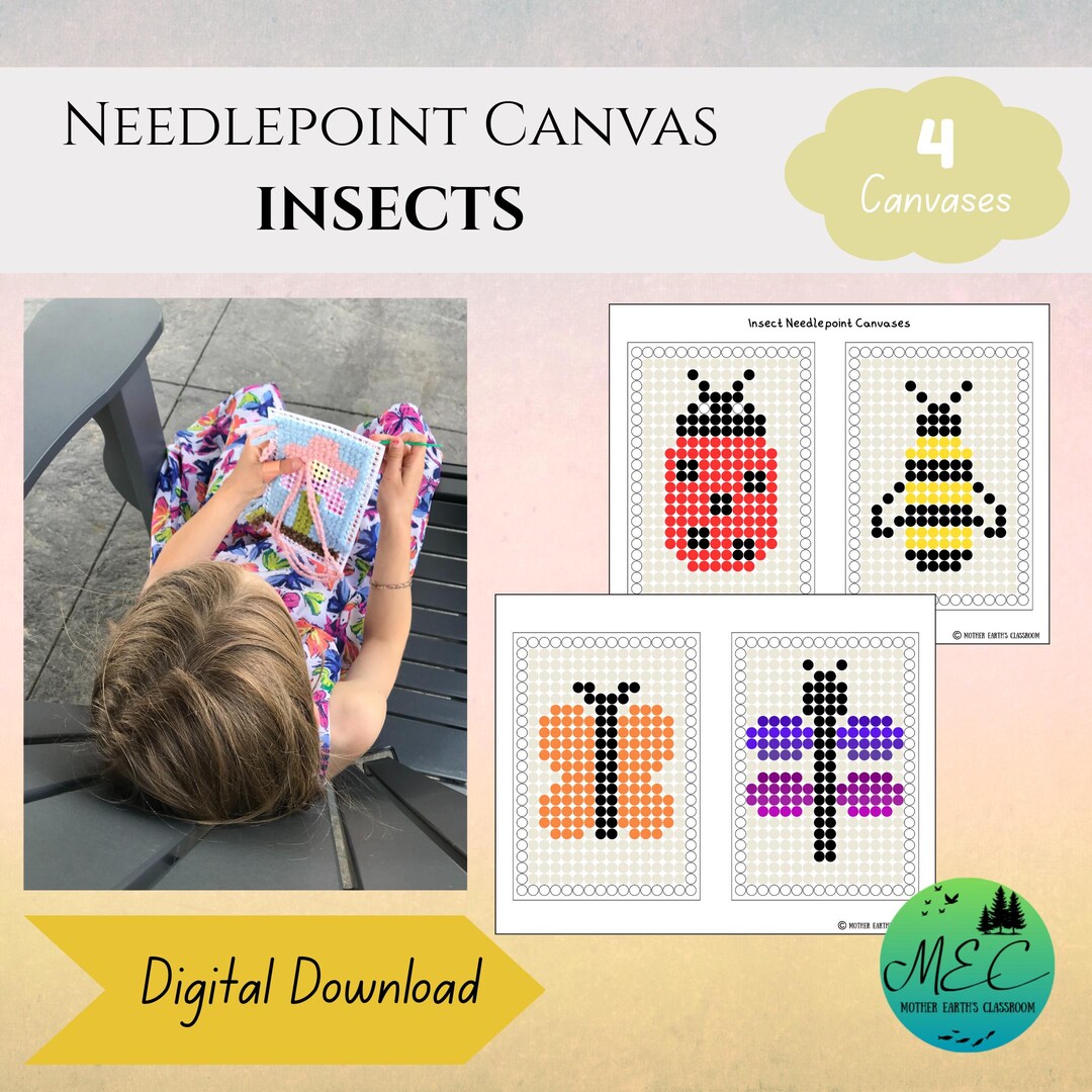 Printable Needlepoint Canvas for Kids Craft Nature Activity Fine Motor ...