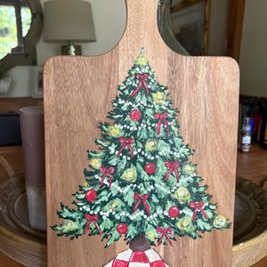 Hand-painted Christmas Tree Cutting Board: Rustic Holiday Kitchen Decor ...