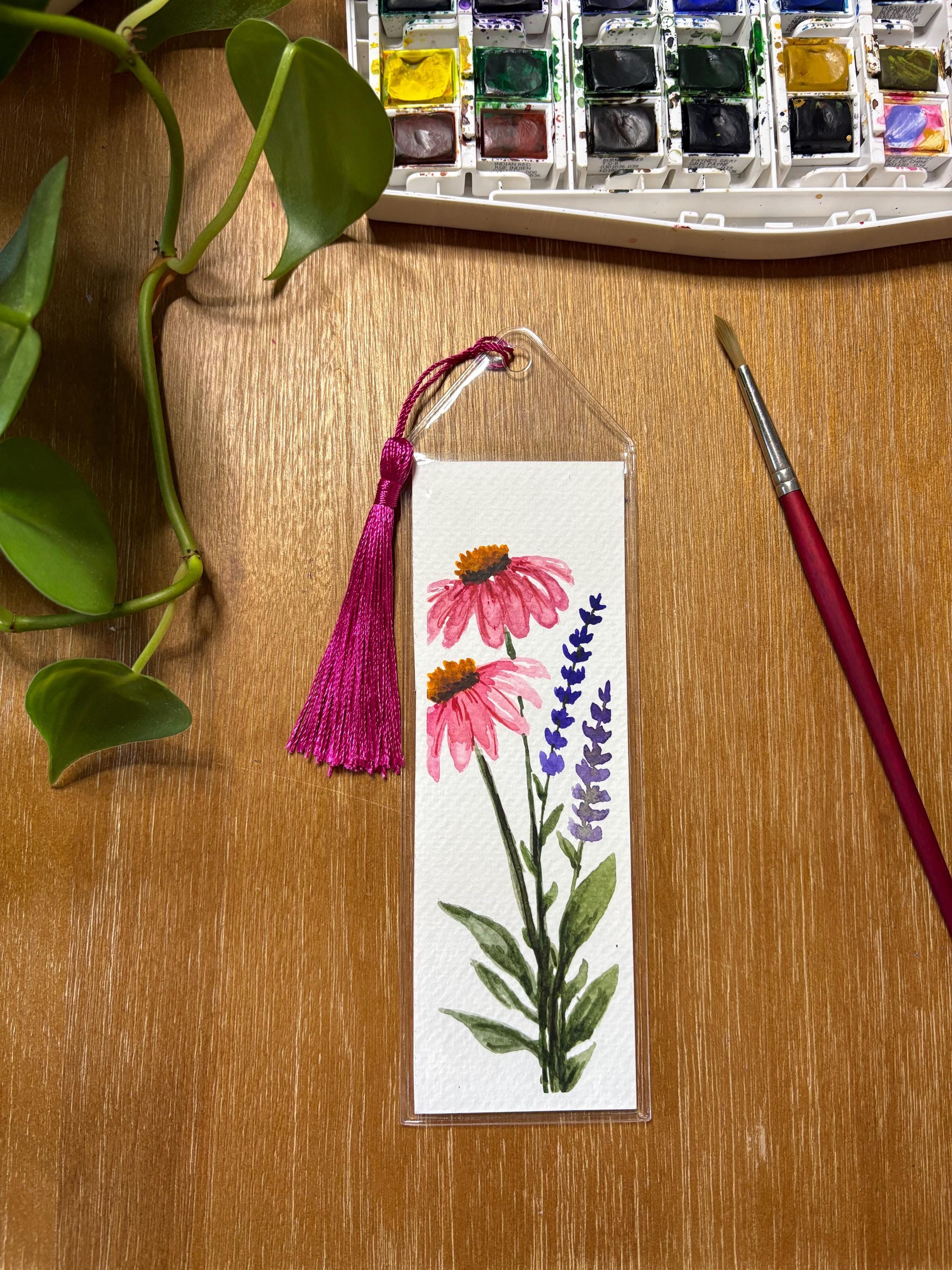 Handmade Original Watercolor Floral Bookmark - Etsy