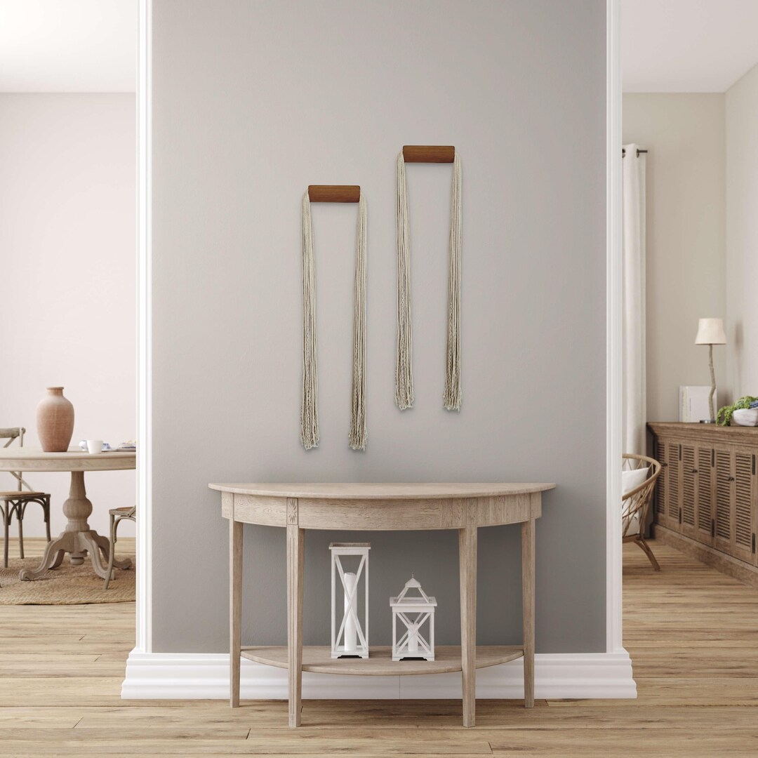 Duo Tassel Wall Decor, Rope Art Wall Hanging, Fiber Art Sculpture ...