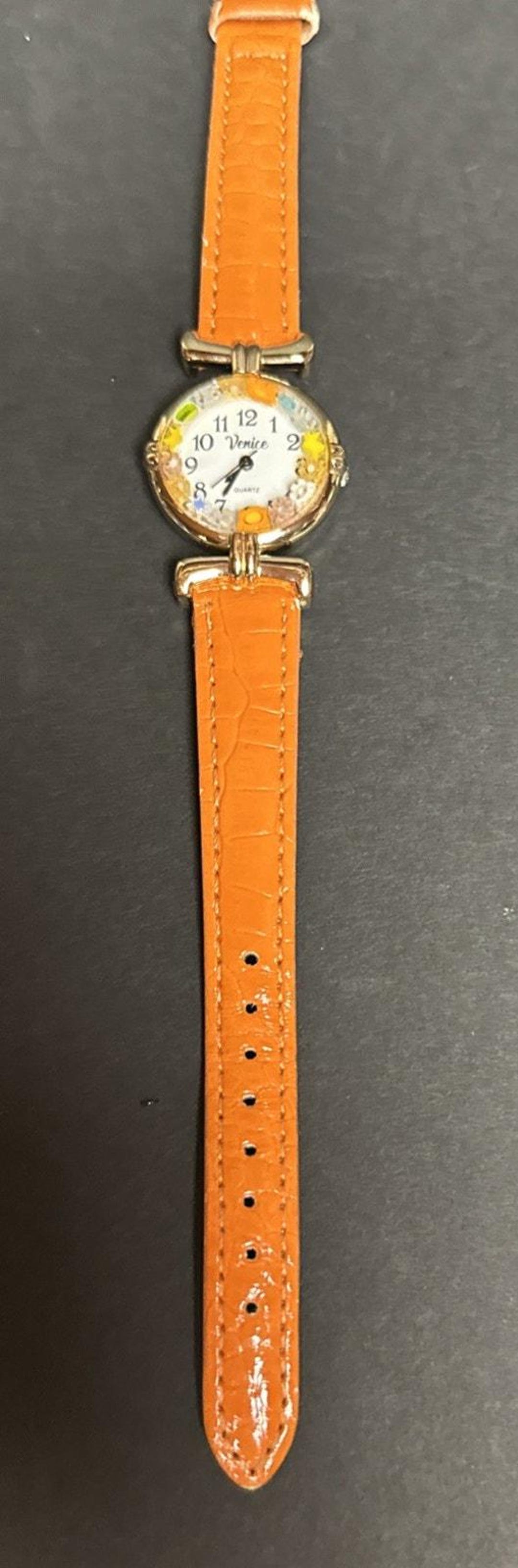 Murano Italian Venetian Glass Vintage Ladies Watch W/ Orange Band New ...