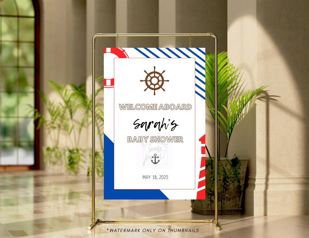 Welcome Aboard Baby Shower Welcome Sign, Ocean, Nautical Baby Shower ...
