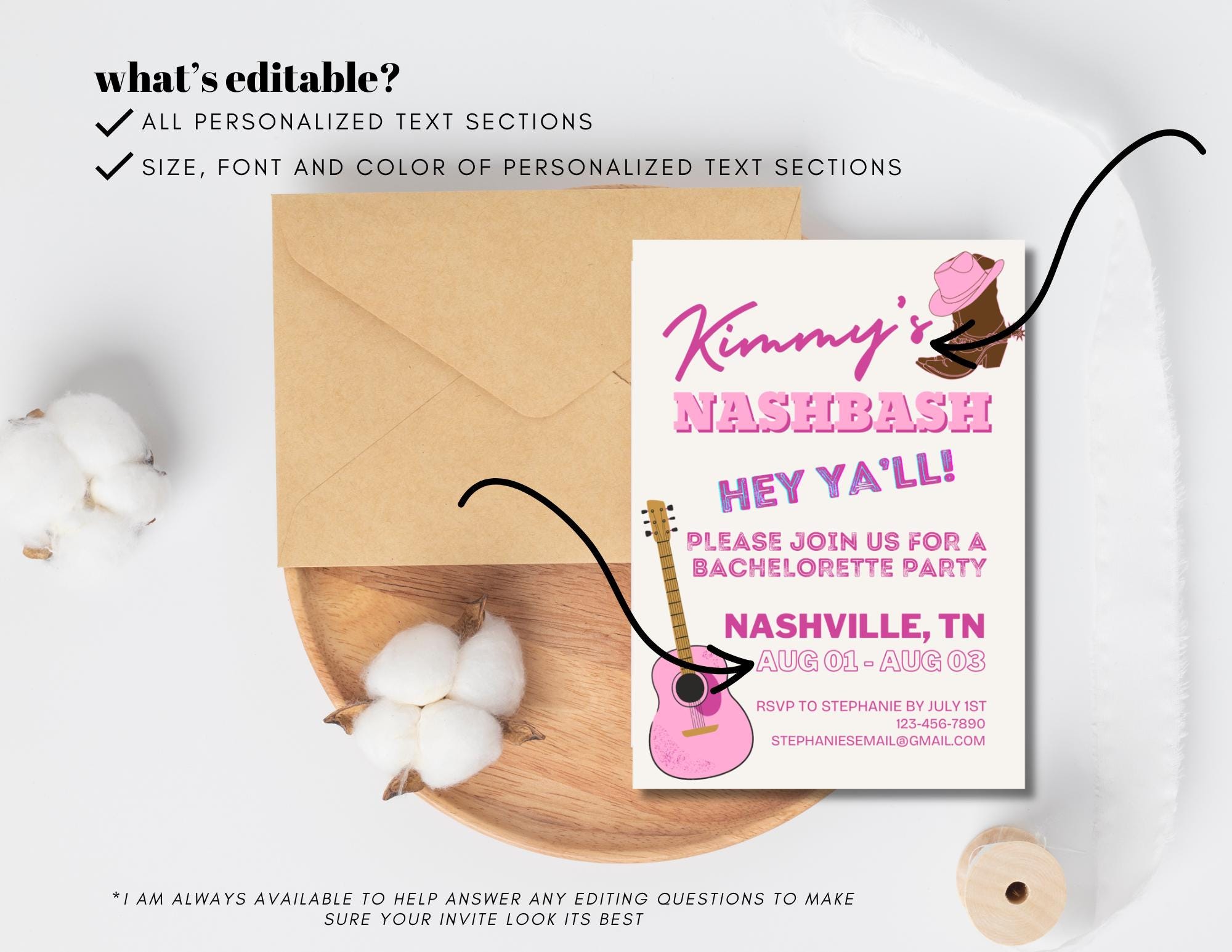 Nash Bash Bachelorette Party Invitation: Cowgirl Itinerary (digital ...