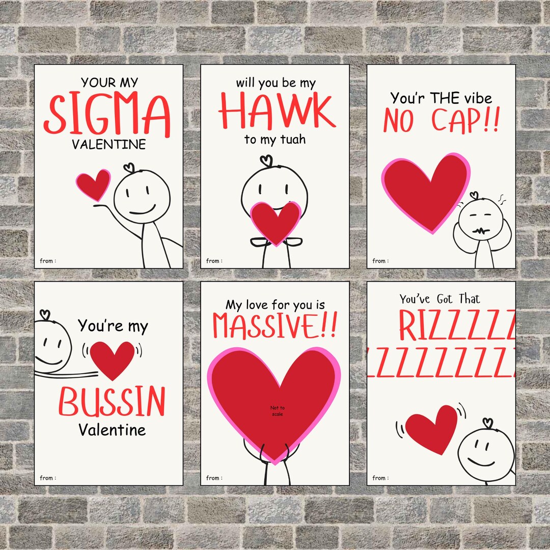 Printable Slang Kids Valentine's Cards, Funny Teen & Tween Valentines ...