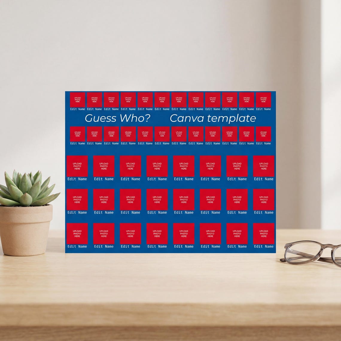 Guess Who 2.0 Game Board Canva Template, Make Your Own Custom Printable ...