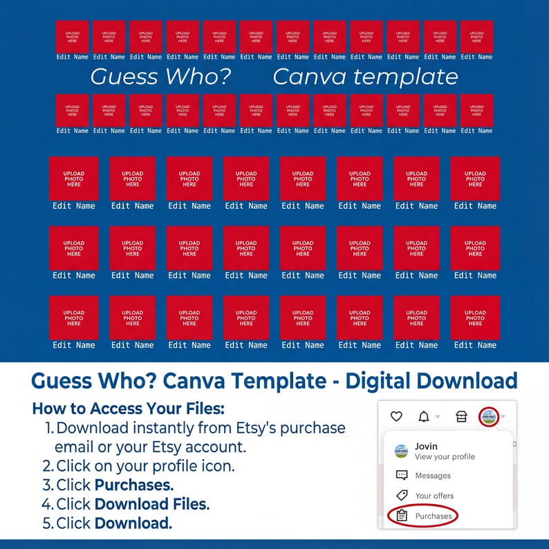Guess Who Canva Template, Make Your Own Custom Printable 2.0 Game ...