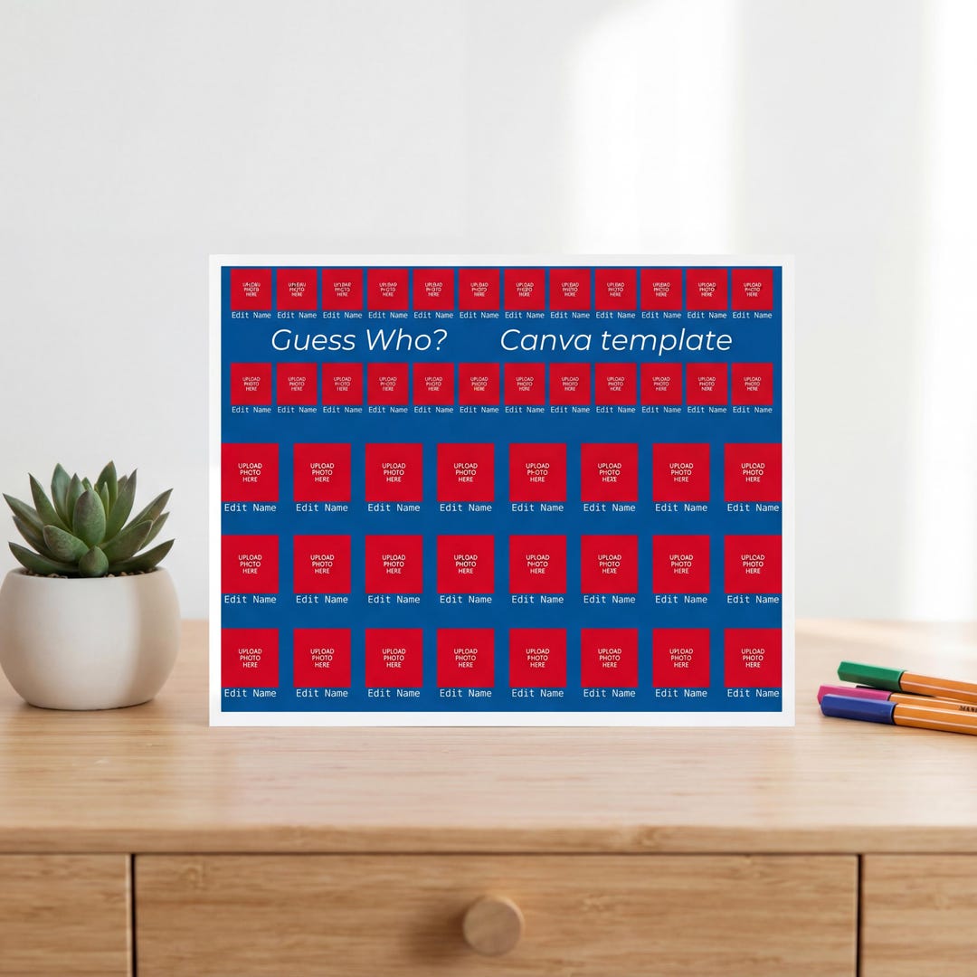Guess Who 2.0 Board Canva Template, Custom Printable Game Board ...